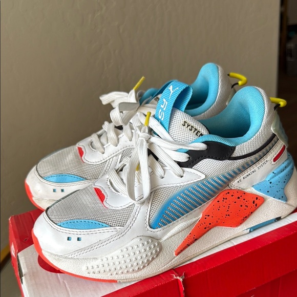 Puma | Shoes | Puma White And Blue Sneakers | Poshmark